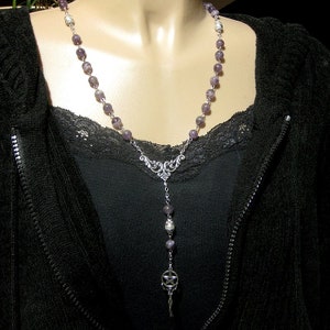 Pagan Necklace. Amethyst Prayer Beads. Goddess Necklace. Gemstone ...