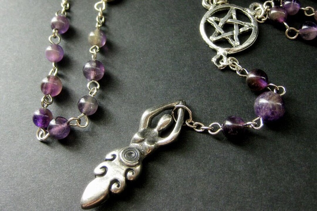 Spiral Dance Necklace. Pagan Meditation Beads. Amethyst Necklace ...