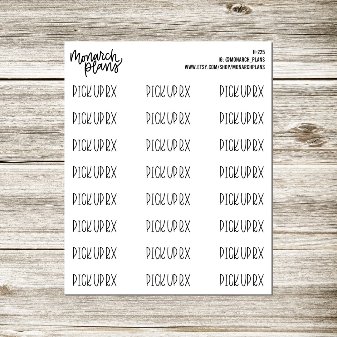 H-225 Pick up RX Planner Script Sticker - Etsy