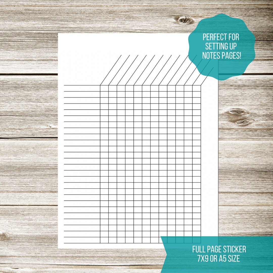 Customizable Grid Tracker Full Page Notes Sticker A5 or 7x9 Planners - Etsy