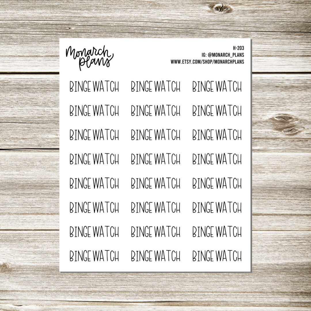 H-203 Binge Watch Planner Script Sticker - Etsy