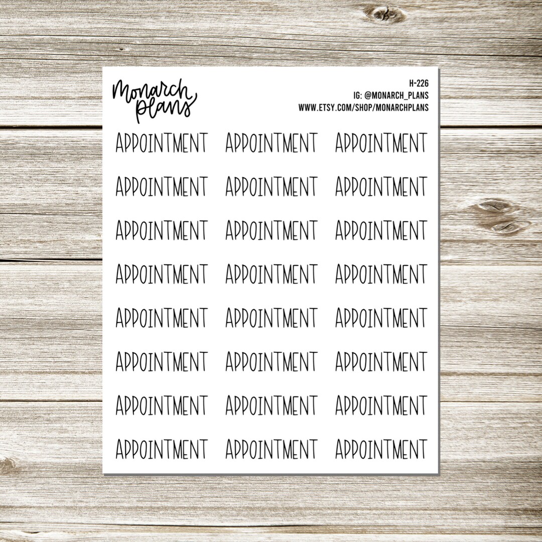 H-226 Appointment Planner Script Sticker - Etsy