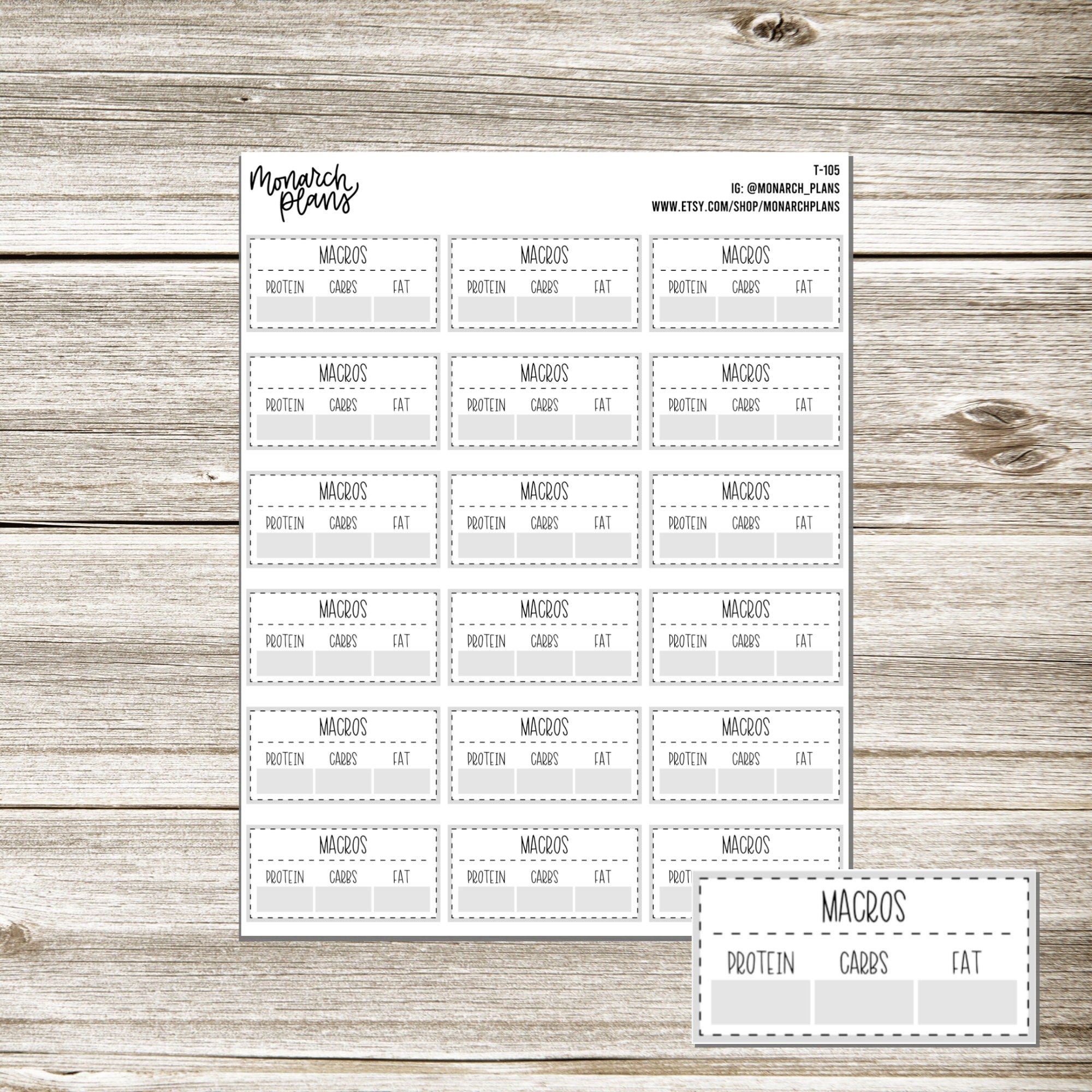 T-105 Macros Daily Macros Tracking Sticker | Etsy