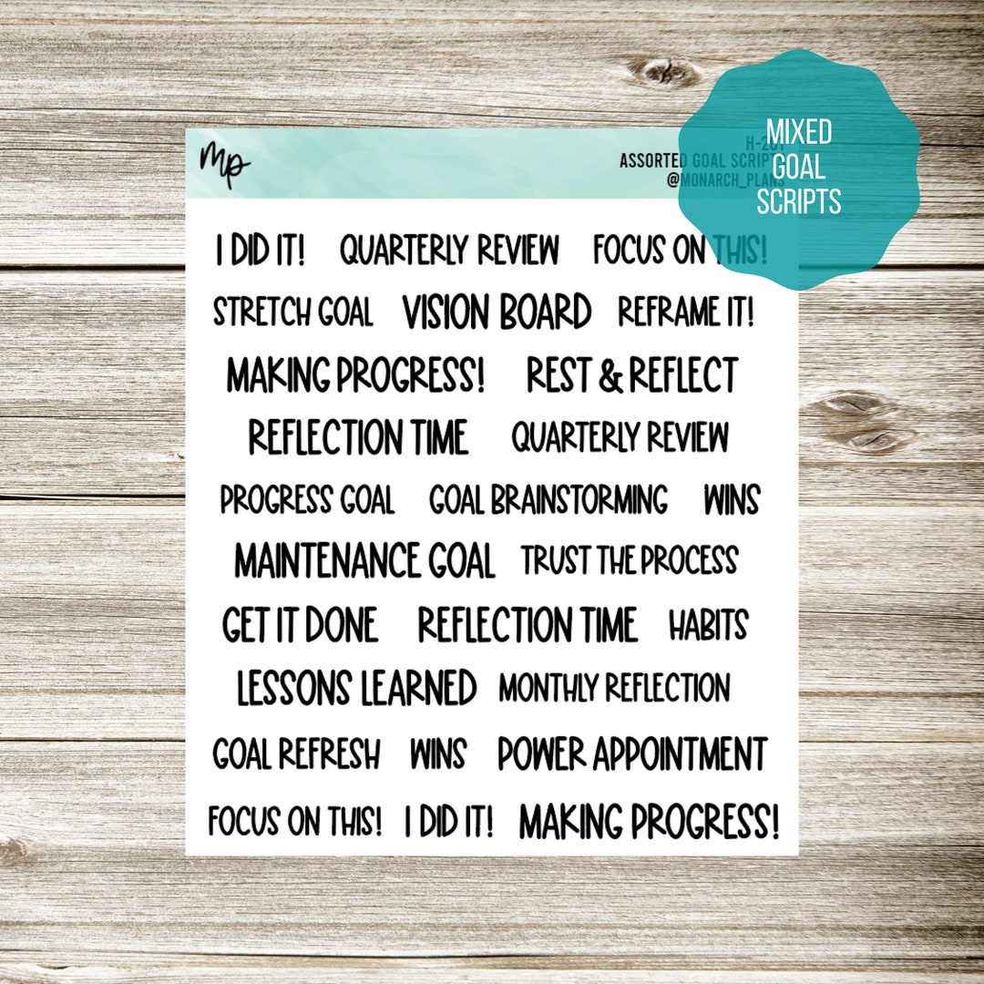 H-261 Assorted Goal Scripts Planner Script Sticker - Etsy