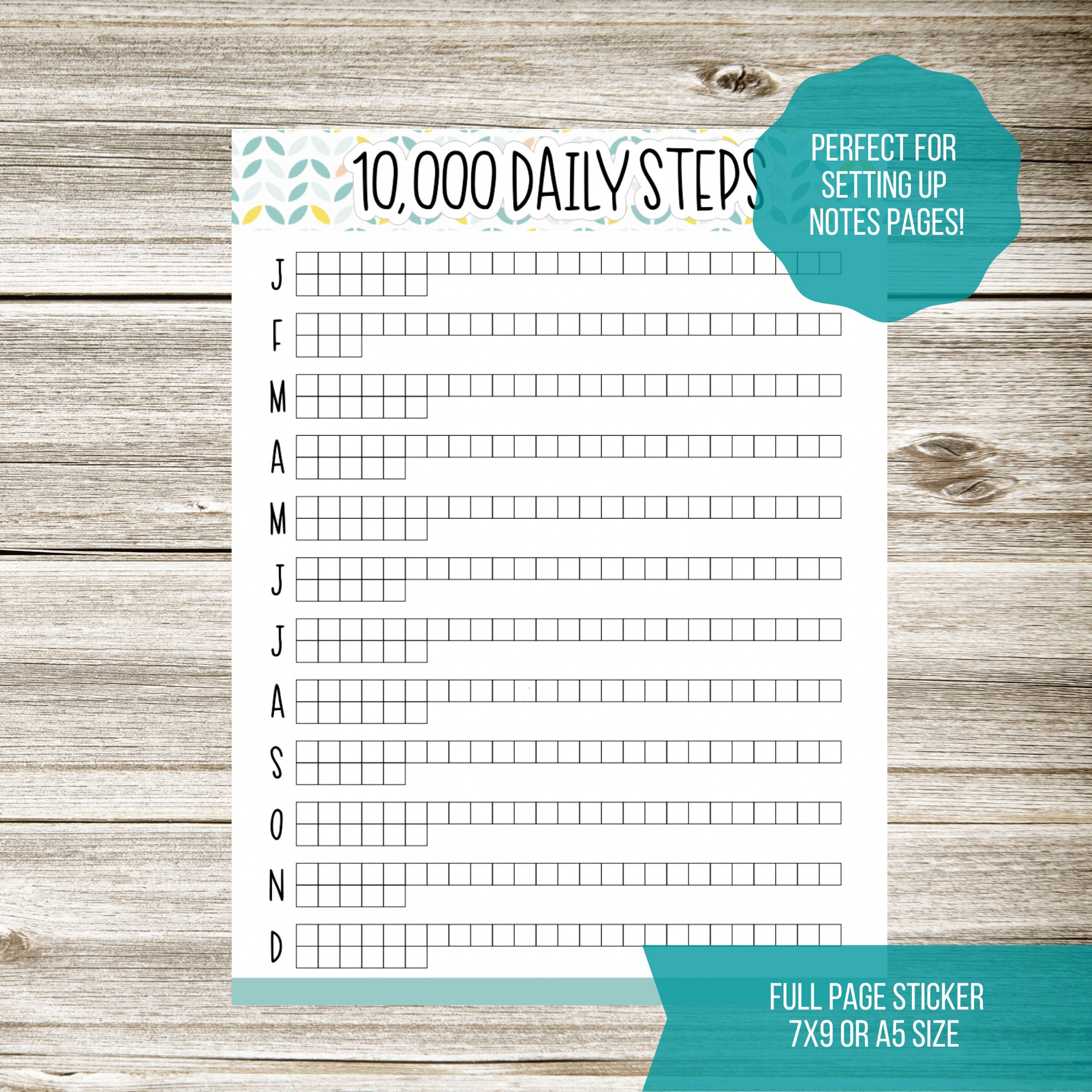 Steps Tracker 10000 Daily Steps Full Page Notes Sticker - Etsy