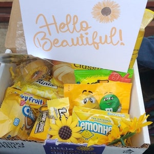 HELLO BEAUTIFUL Sunflower Snack Box, Sunshine Gift , Yellow Box of ...