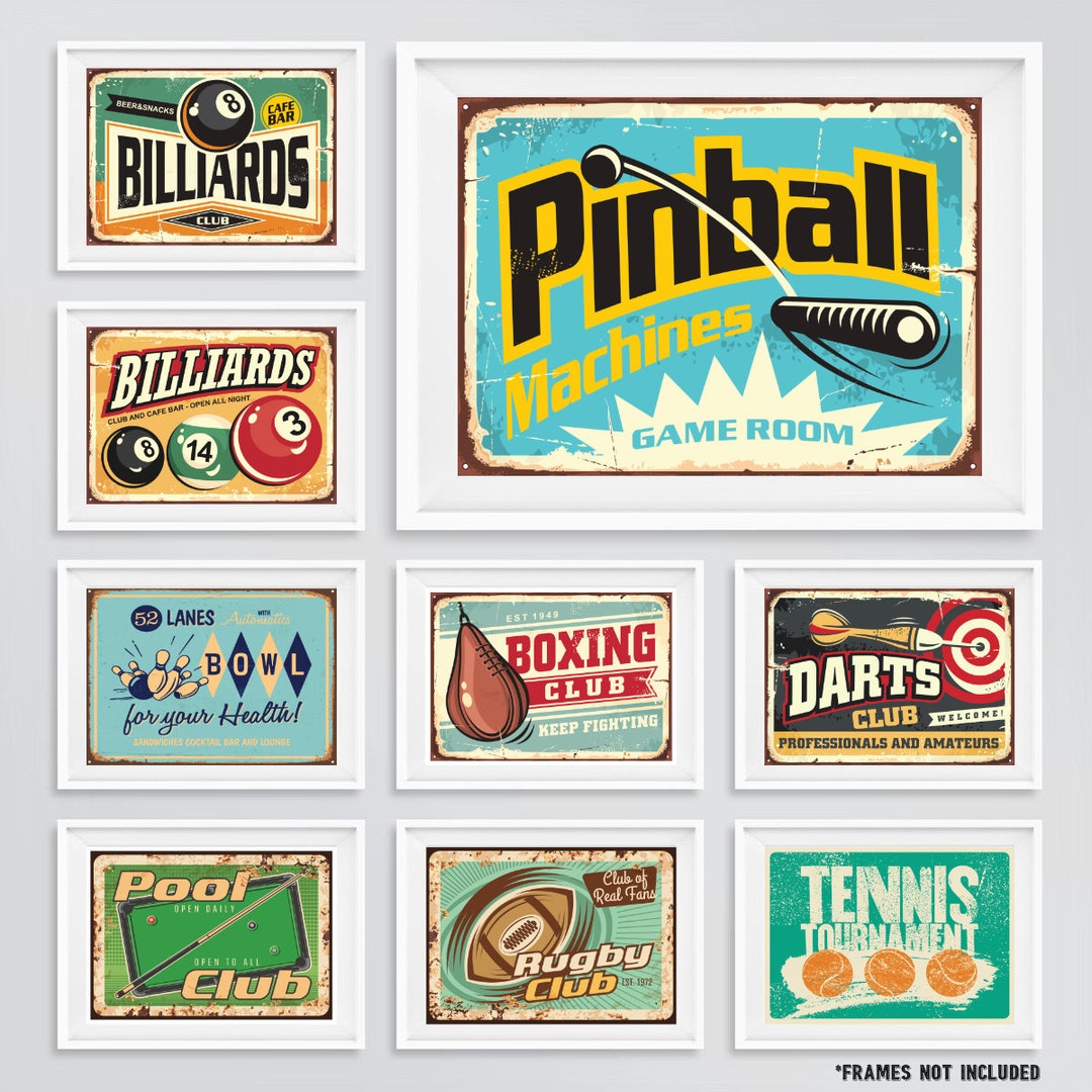 Awesome Retro Sports Pop Art Poster Prints Games Room Billiards Bowling ...