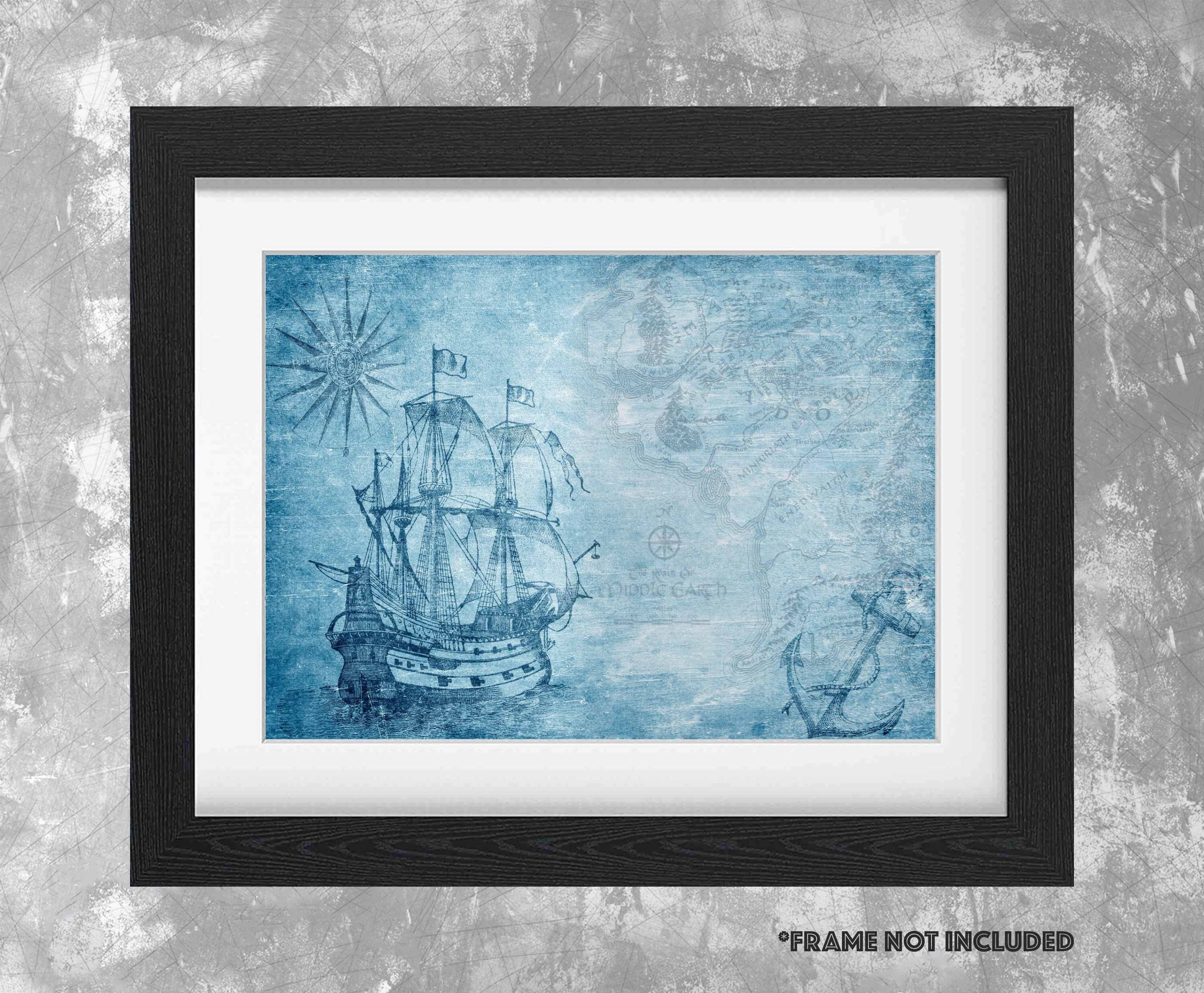 Nautical Sailing Map Poster Prints A4 A3 Bathroom Wall Art | Etsy