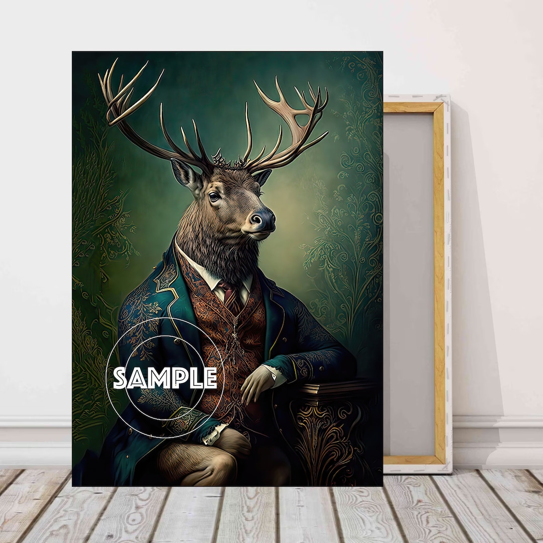 HIRSCH ARTWORK gerahmte Leinwand Bild Reh Hirsch Leinwand Bild Fun ...