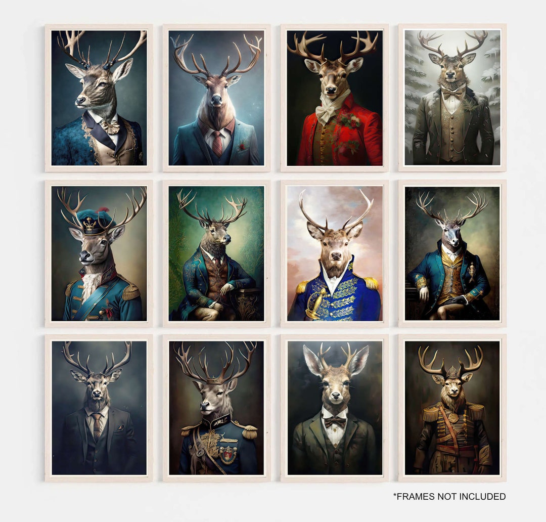 DEER STAG PICTURES Stags in Costume Fun Art Matt Craft Card Poster ...