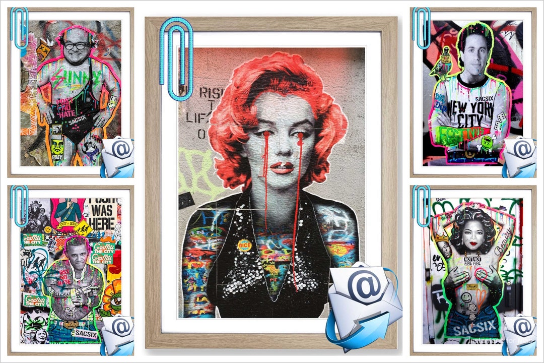 DIGITAL DOWNLOAD Graffiti Street Art Prints Set of 5 Colourful Wall Art ...