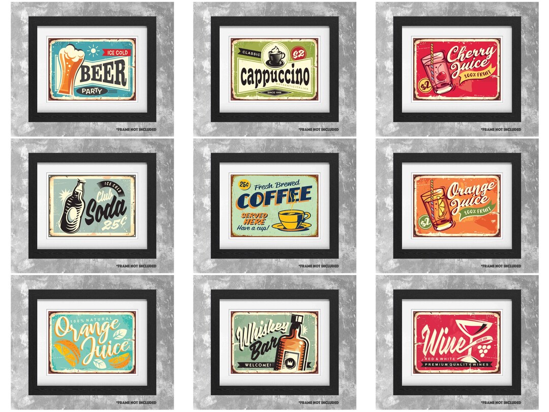 Retro Drinks & Beverages Poster Prints 50's Diner Style - Etsy UK