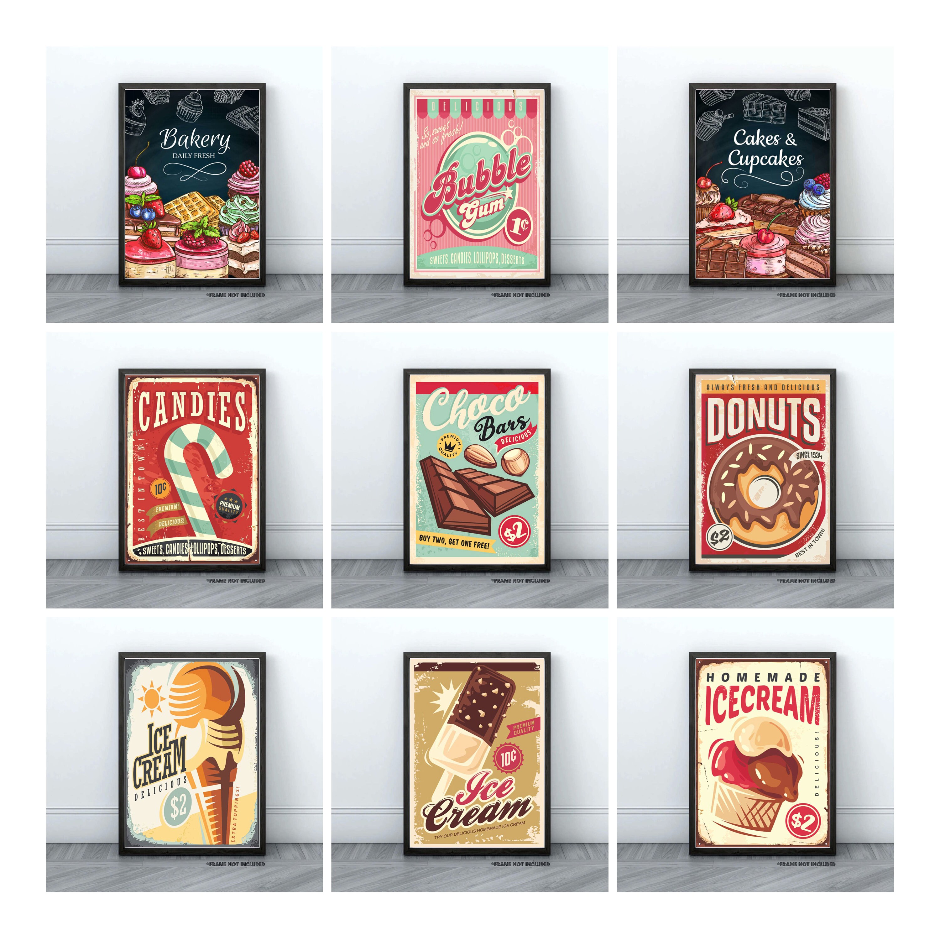 Awesome Retro Style Food Posters Cakes Ice Cream Baking - Etsy UK