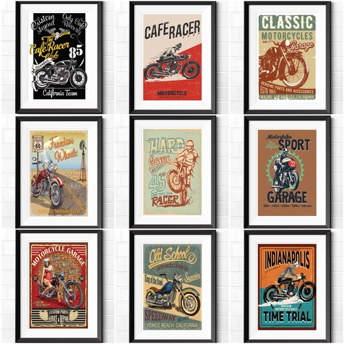 Superb Retro Style Motorbikes Motorcycle Club Digital Pop Art - Etsy