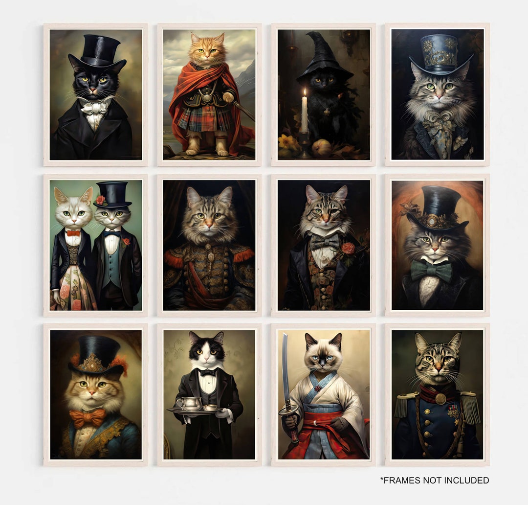 CAT ART PRINTS Cats in Costume Fun Art Matt Craft Card Poster Prints ...