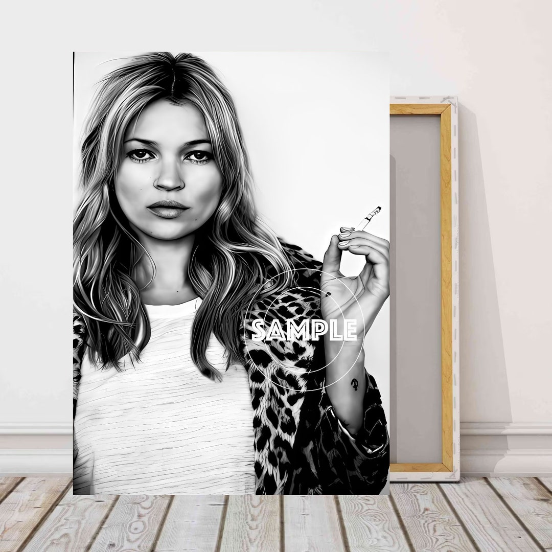 KATE MOSS Gerahmte Leinwand Bild Model Wandkunst Tolle Geschenke 2 ...