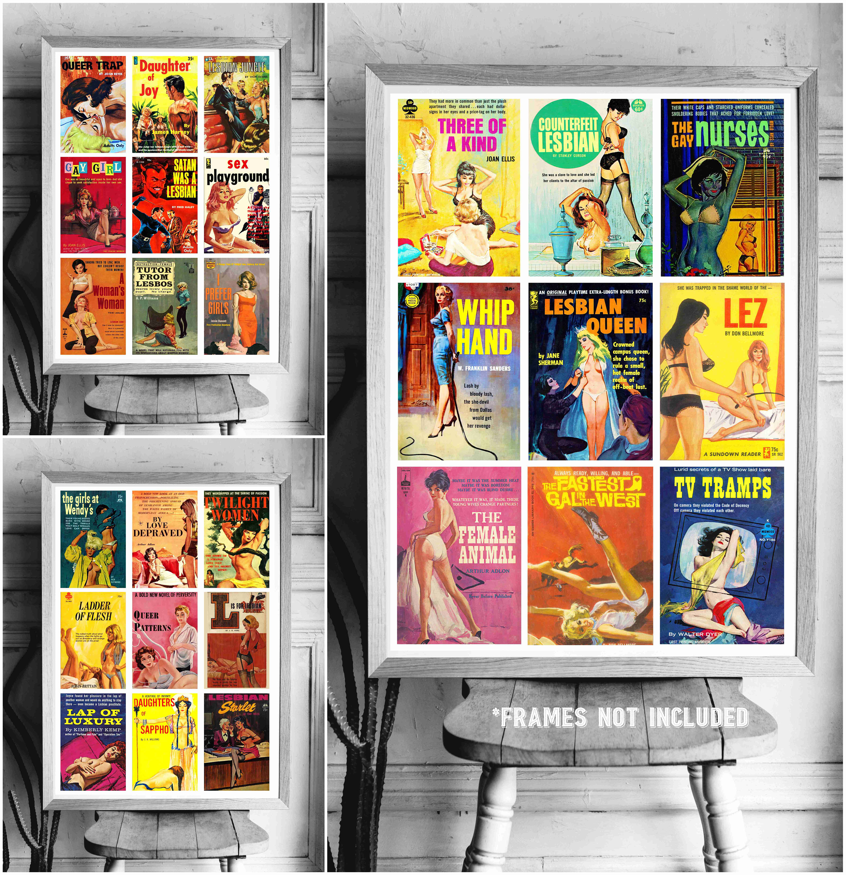 Lesbian Pulp Fiction Book Cover Art Prints Collage Fine Etsy Uk