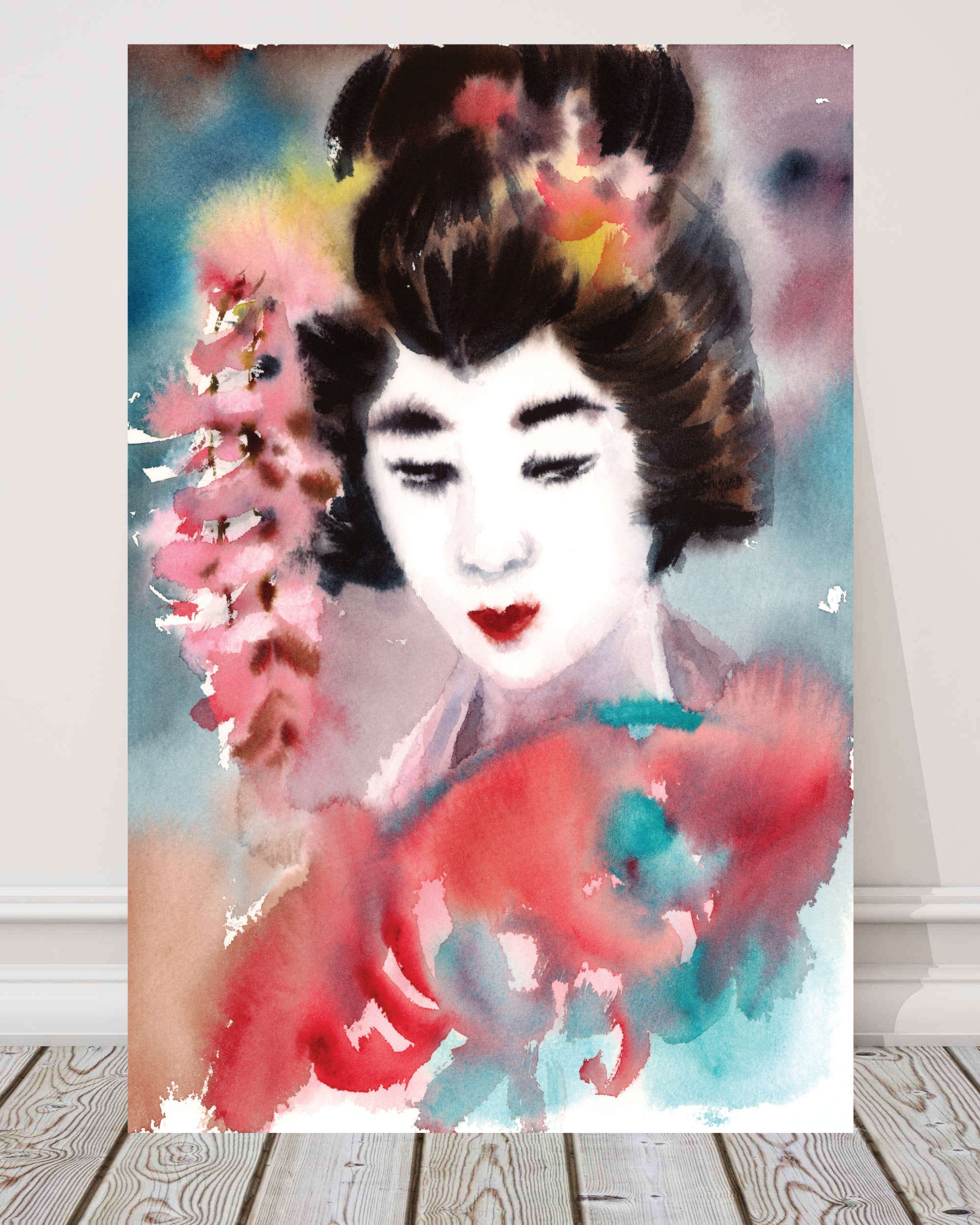 Stunning Geisha Canvas Picture Modern Abstract Contemporary | Etsy