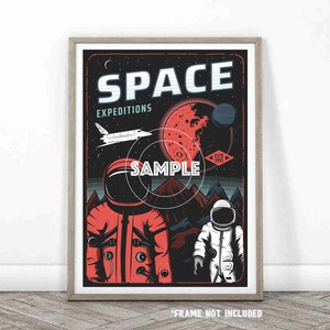 Retro Outer Space Pop Art Poster Prints Space Rockets Astronauts Sci-fi ...