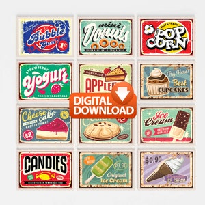 Retro Food Posters Set of 12 INSTANT DOWNLOAD Candy - Etsy