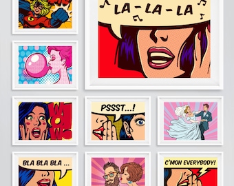 Retro Pop Art Poster Prints Retro Warhol Lichtenstein Style - Etsy UK