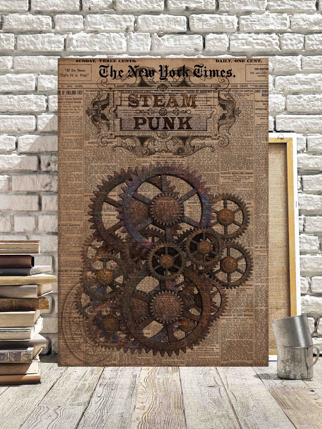 Steampunk Canvas Pictures Vintage Grunge Mechanical Cogs Gears ...