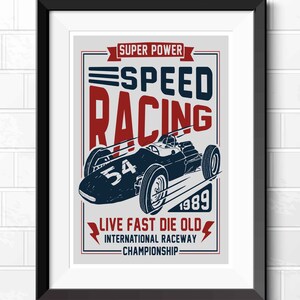 Retro Style Motor Racing Monaco Grand Prix Vintage Cars Hot Rod Man ...