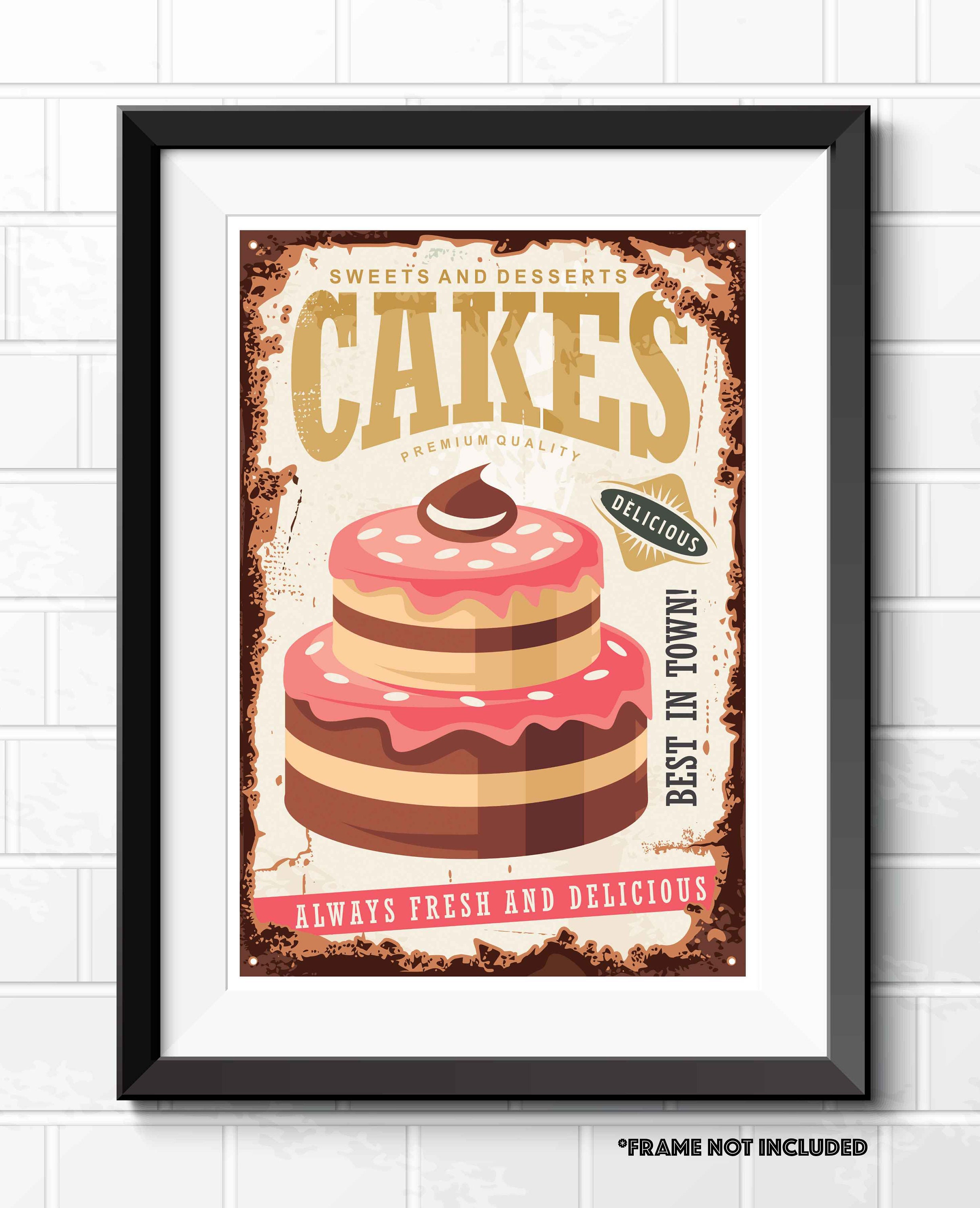 Awesome Retro Style Food Posters Cakes Chocolate Deserts | Etsy