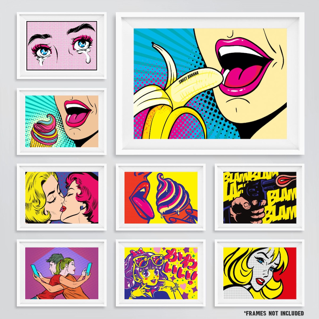 Retro Pop Art Poster Prints Retro Warhol Lichtenstein Style Colourful ...