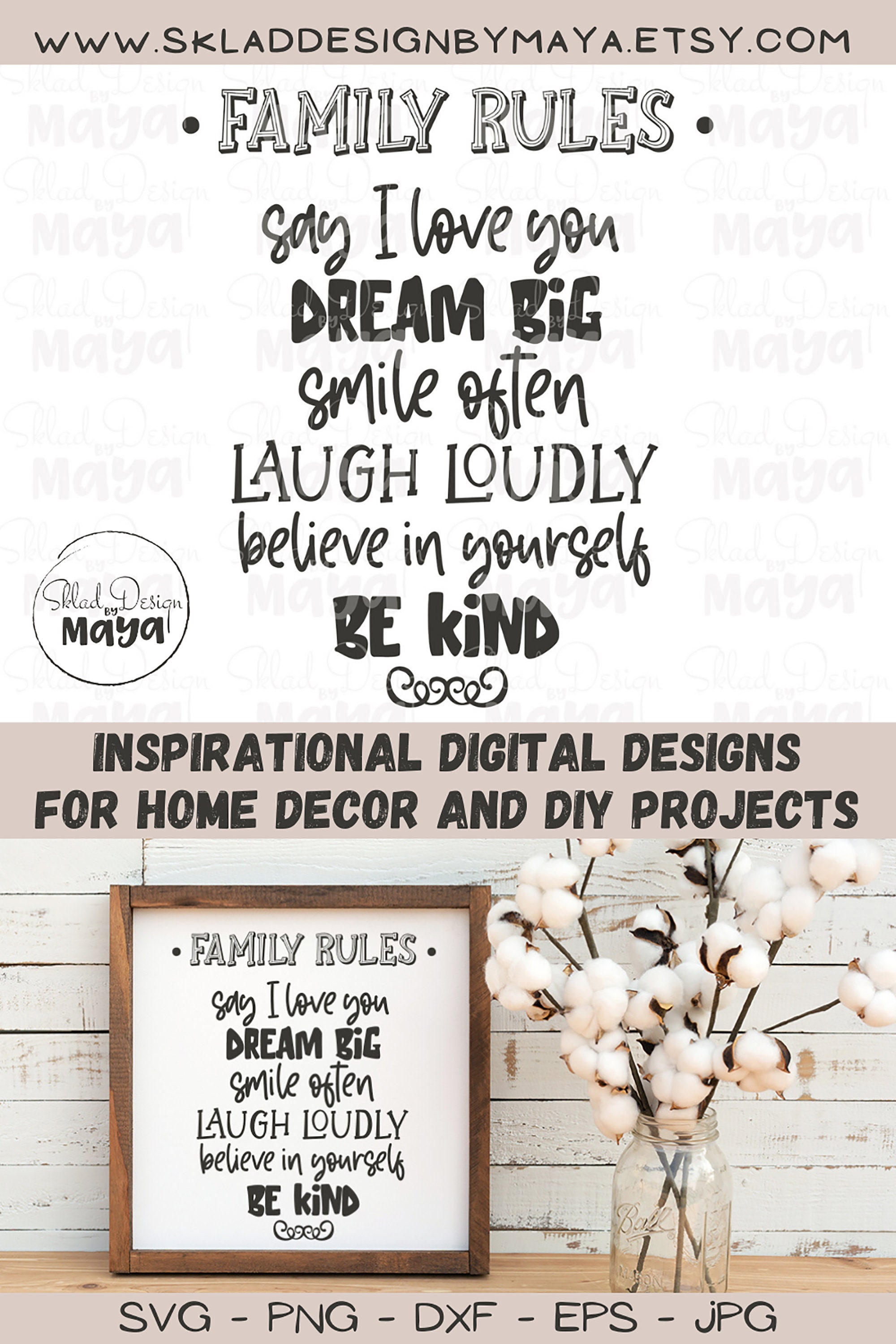 House Rules SVG Family Wall Sign Home Decor Digital Porch Board ...