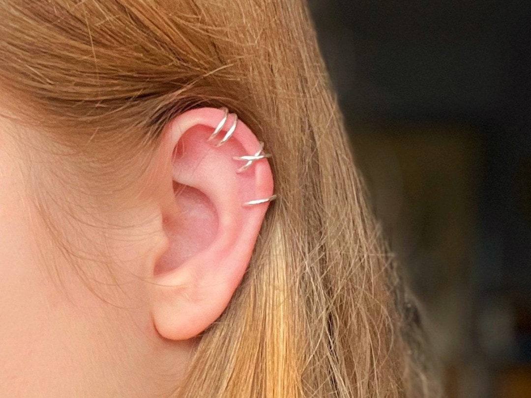 Ear Cuff Set, Ear Wrap, Fake Piercing, 925 Sterling Silver Ear Cuff ...