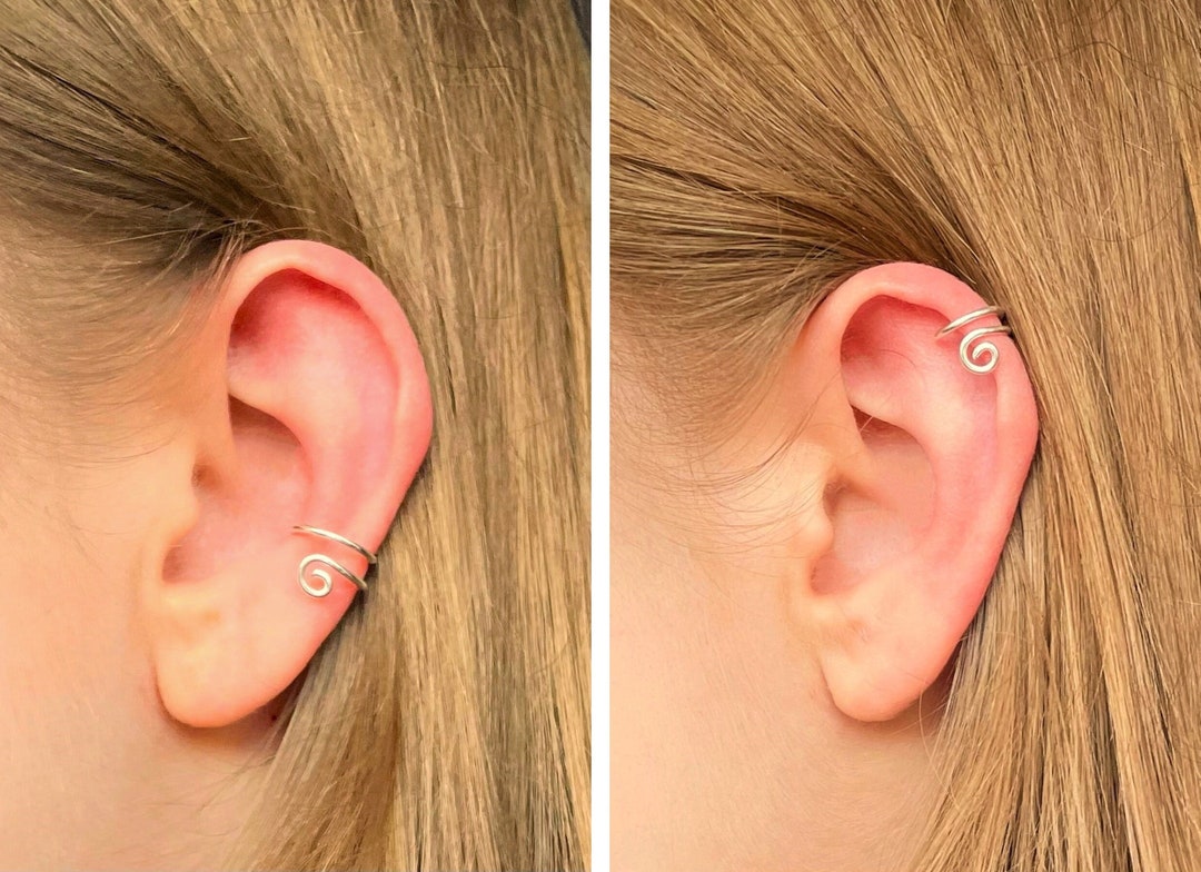 Ear Cuff, Gold Ear Wrap, Fake Piercing, 925 Sterling Silver, Conch ...