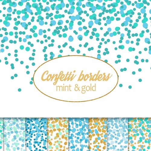 20 Confetti Border Clipart Glitter Confetti Clip Art Ombre - Etsy