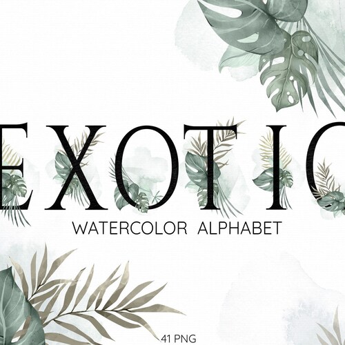 Eucalyptus Letters. Watercolor Floral Alphabet Clipart Leaf - Etsy