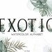 Watercolor Floral Letters With Palm Leaves Clipart, Tropical Alphabet ...