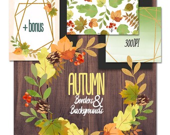 Digital Autumn Borders Clip Art. Autumn Bunting Banners. Fall - Etsy