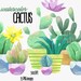 Watercolor Cactus Clipart, Tropical Succulent, Potted Plants, Botanical ...