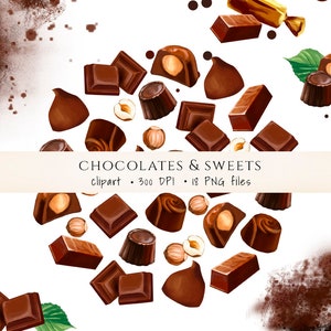 Watercolor Chocolate Clipart, Sweets Clip Art, Chocolate Treats ...