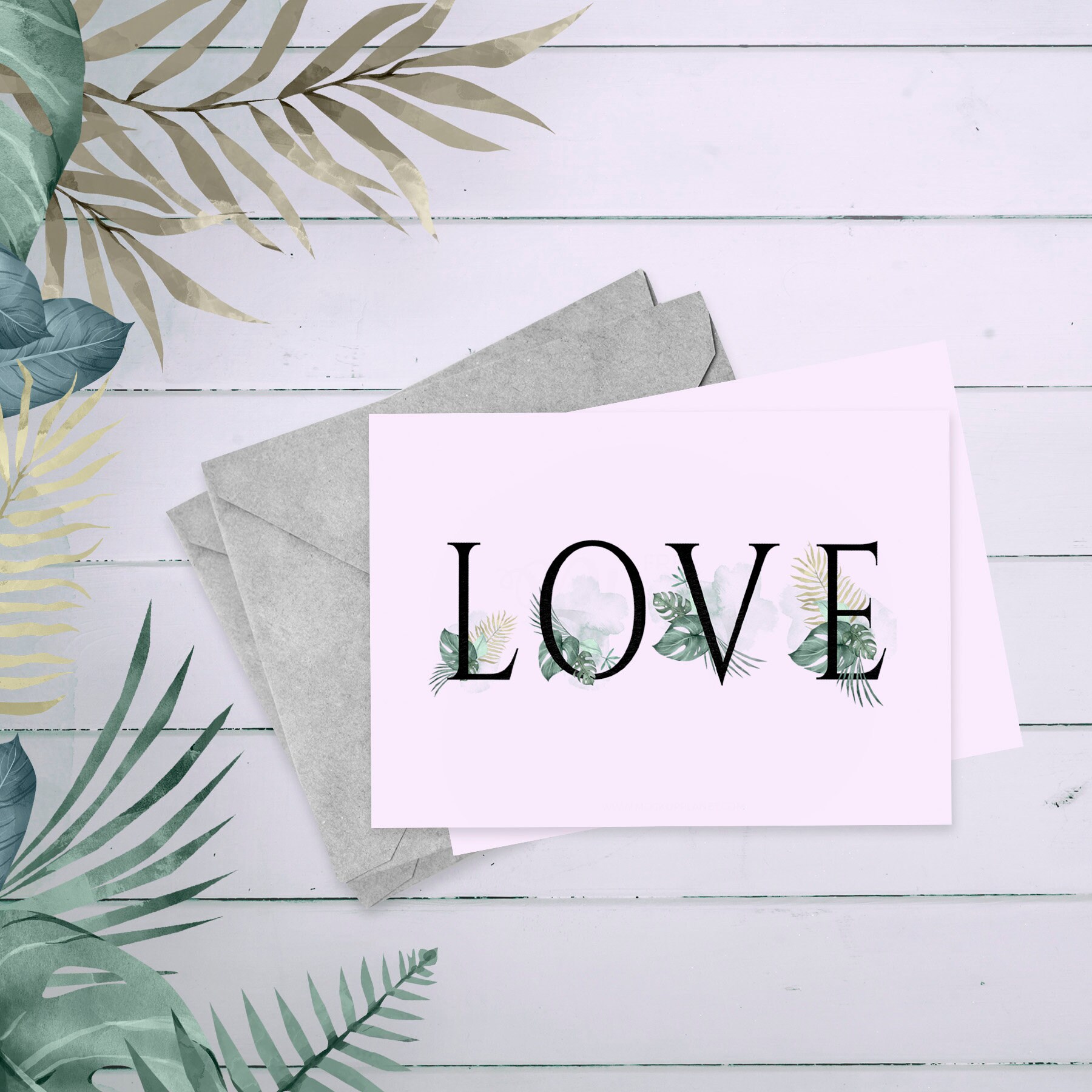 Watercolor Floral Letters With Palm Leaves Clipart, Tropical Alphabet ...