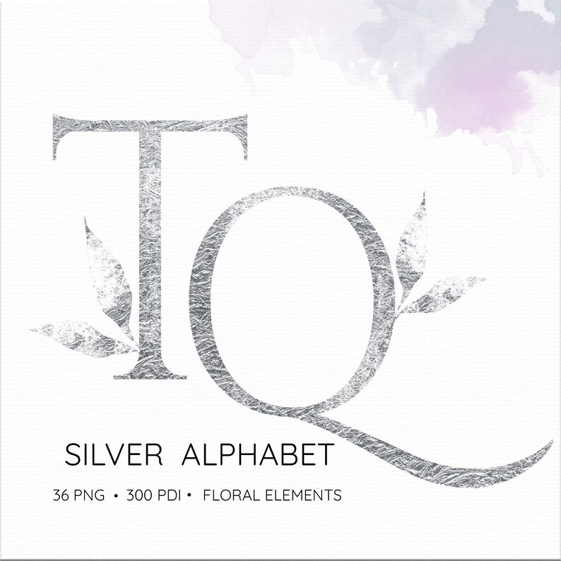 Silver Glitter Alphabet Floral Alphabet Silver Letters - Etsy