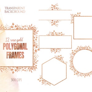 Rose Gold Crystal Frames Clipart, Rose Gold Polygonal Frames Clip Art ...