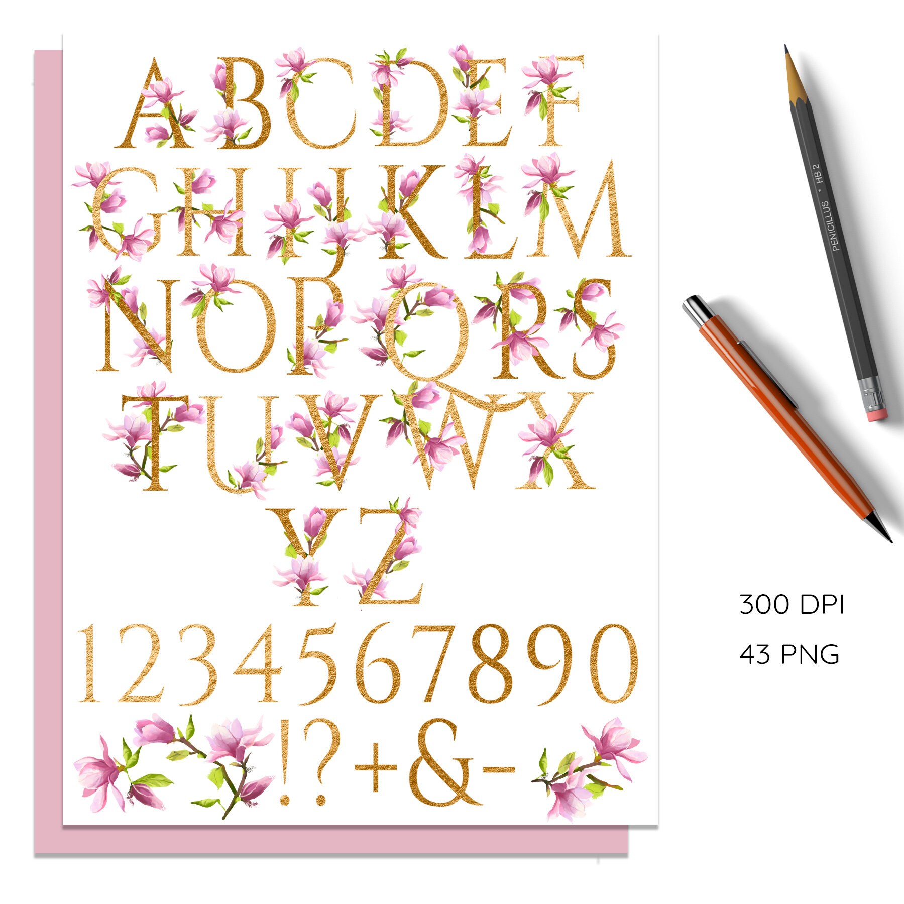 Gold Watercolor Letters Gold Foil Alphabet Magnolia - Etsy UK