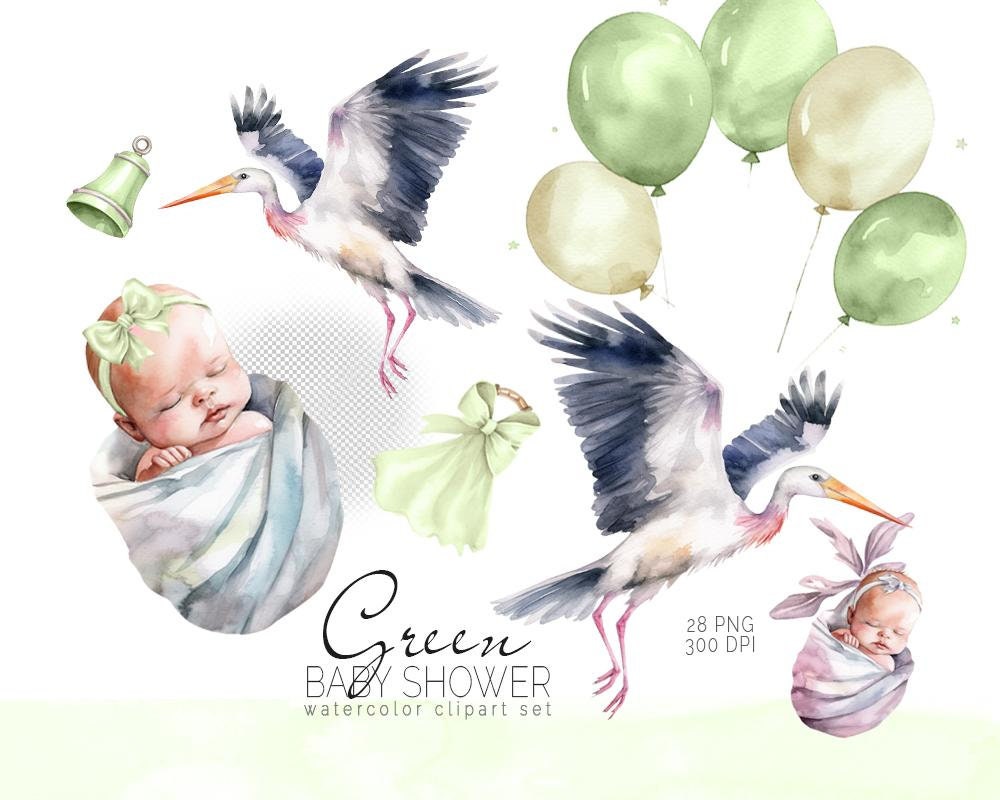 Watercolor Baby Shower Clipart, Newborn Baby, Nursery Clipart, Neutral ...