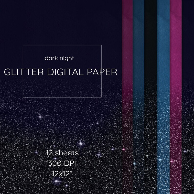 Glitter and Watercolor Digital Paper Night Skies Backgrounds - Etsy