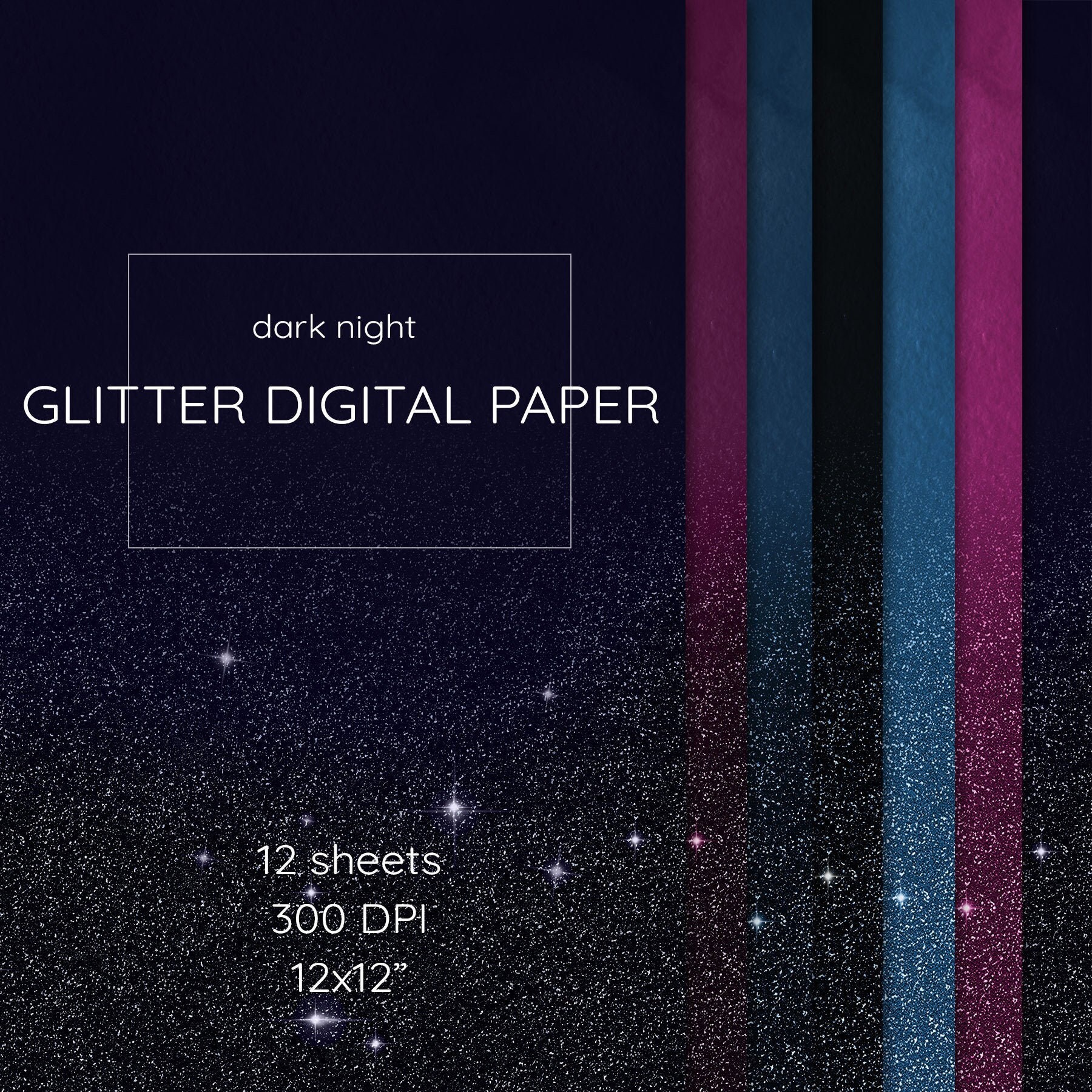 Glitter and Watercolor Digital Paper Night Skies Backgrounds | Etsy