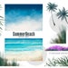 Beach Landscapes Clipart, Palm Trees, Watercolor Ocean Waves, Tropical ...
