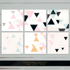 Marble Geometric Digital Paper, Triangle Paper Pack, Polygonal Texture ...