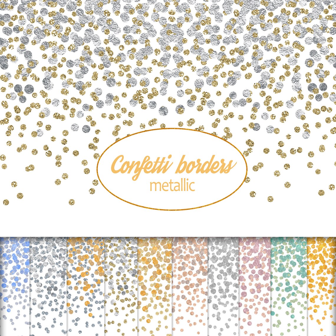 20 Confetti Border Clipart Glitter Confetti Clip Art Ombre - Etsy