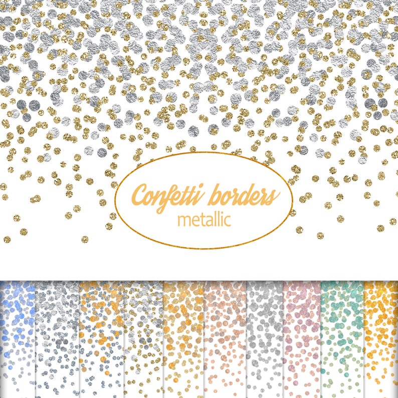 20 Confetti Border Clipart Glitter Confetti Clip Art Ombre - Etsy