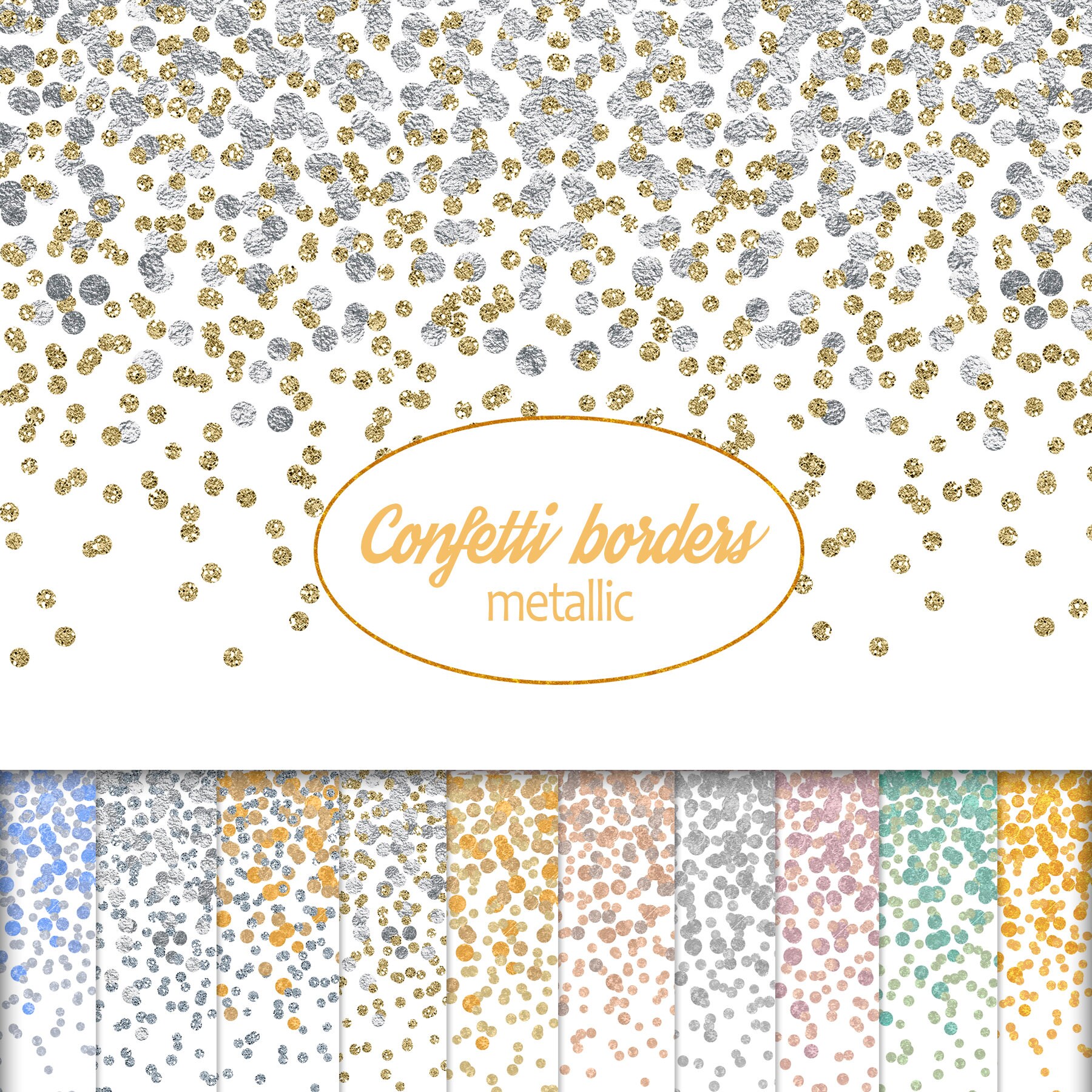 20 Confetti Border Clipart Glitter Confetti Clip Art Ombre - Etsy